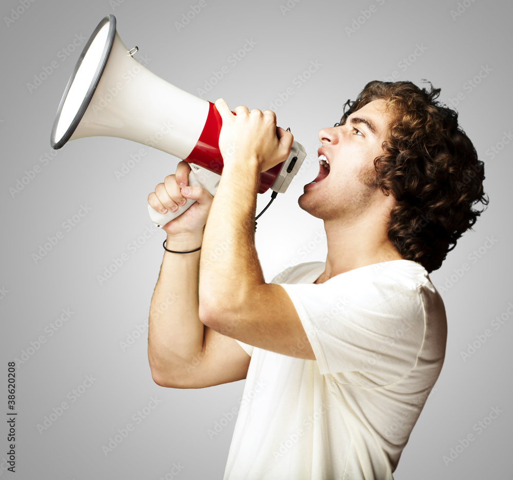 man with megaphone Stock Photo | Adobe Stock