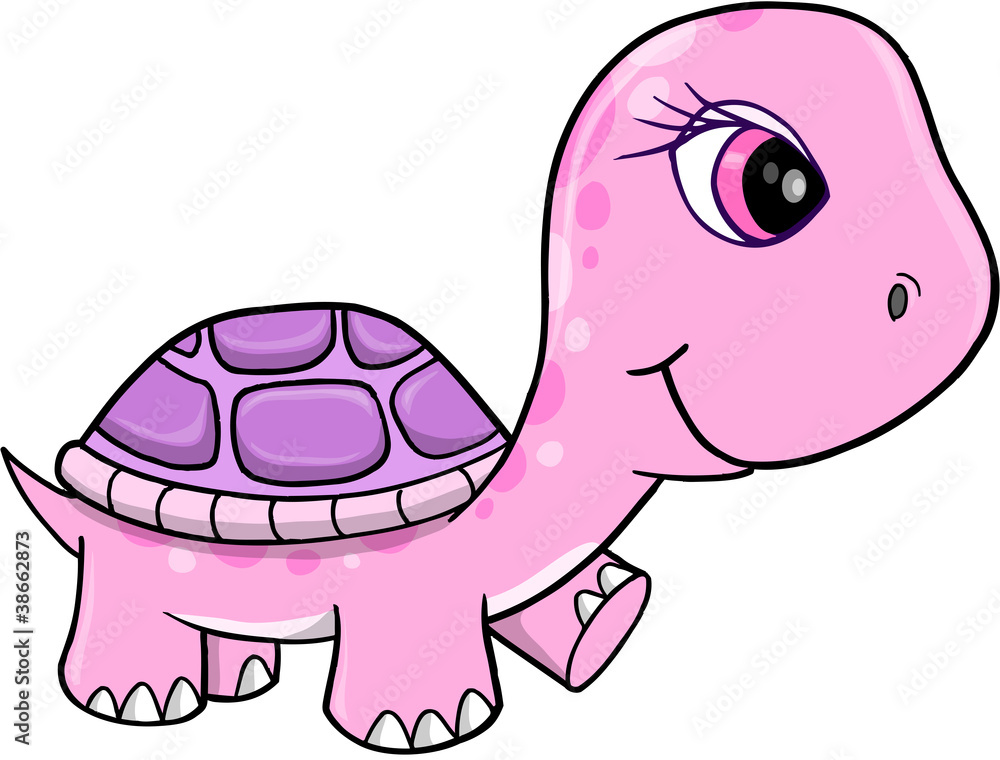 Cute Pink Girl Turtle Vector Illustration Art Stock Vector | Adobe Stock