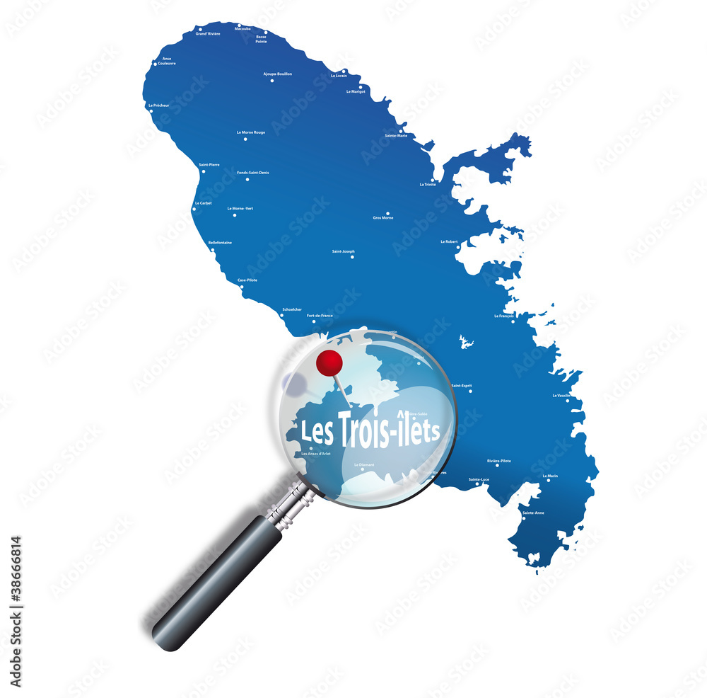 Les Trois-Îlets - Carte de la Martinique Stock Illustration | Adobe Stock