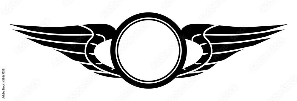 Emblem with Wings and Wheel Stock Vector | Adobe Stock