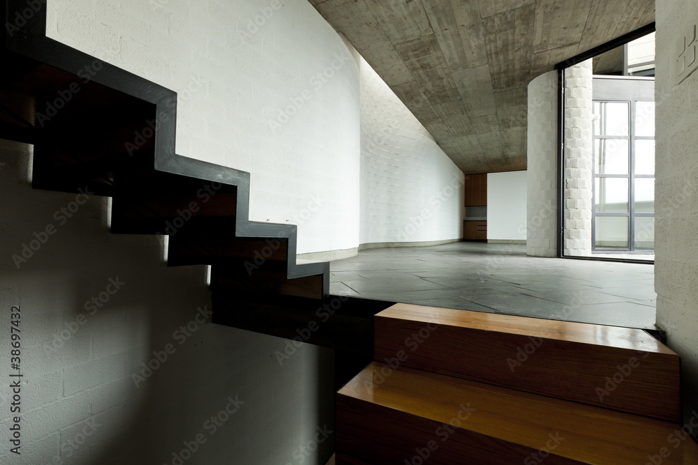 interior modern villa, wooden staircase Stock Photo | Adobe Stock