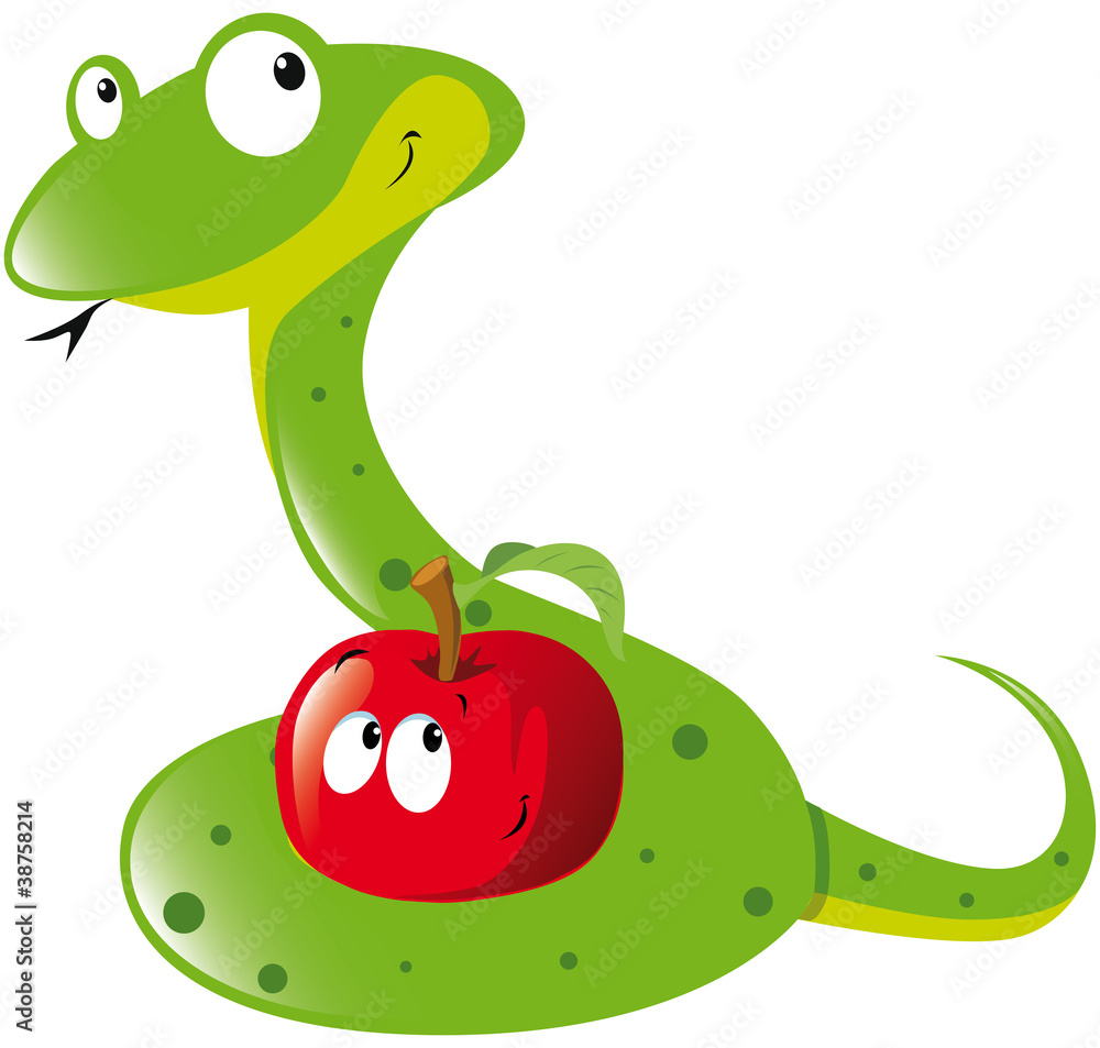 snake and apple Stock Vector | Adobe Stock