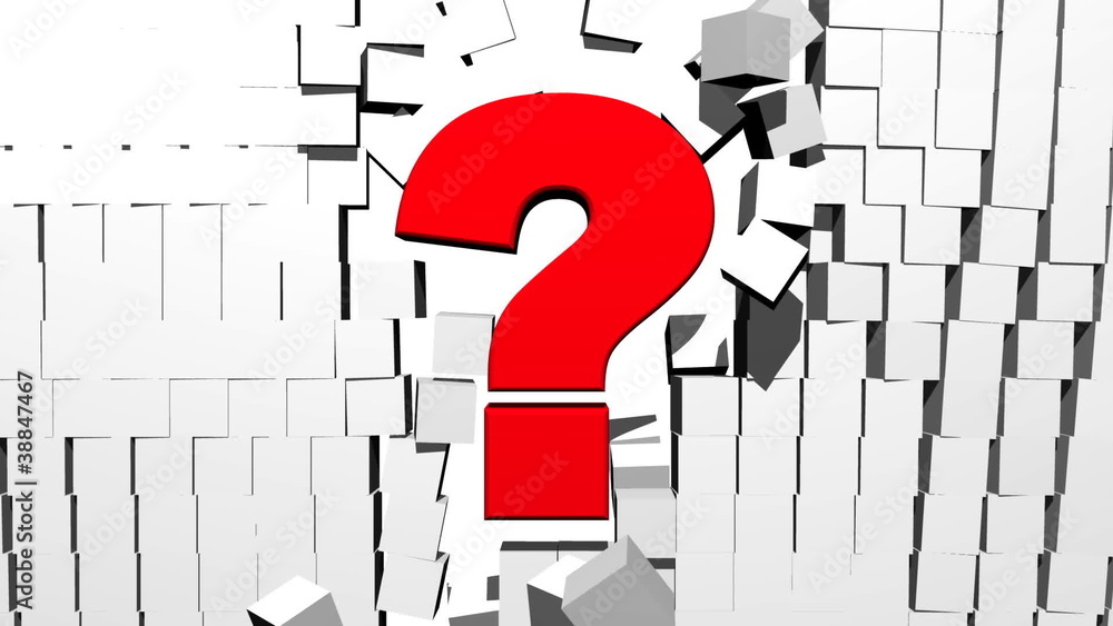 Question Mark Breaking Through Block Wall Stock Video | Adobe Stock