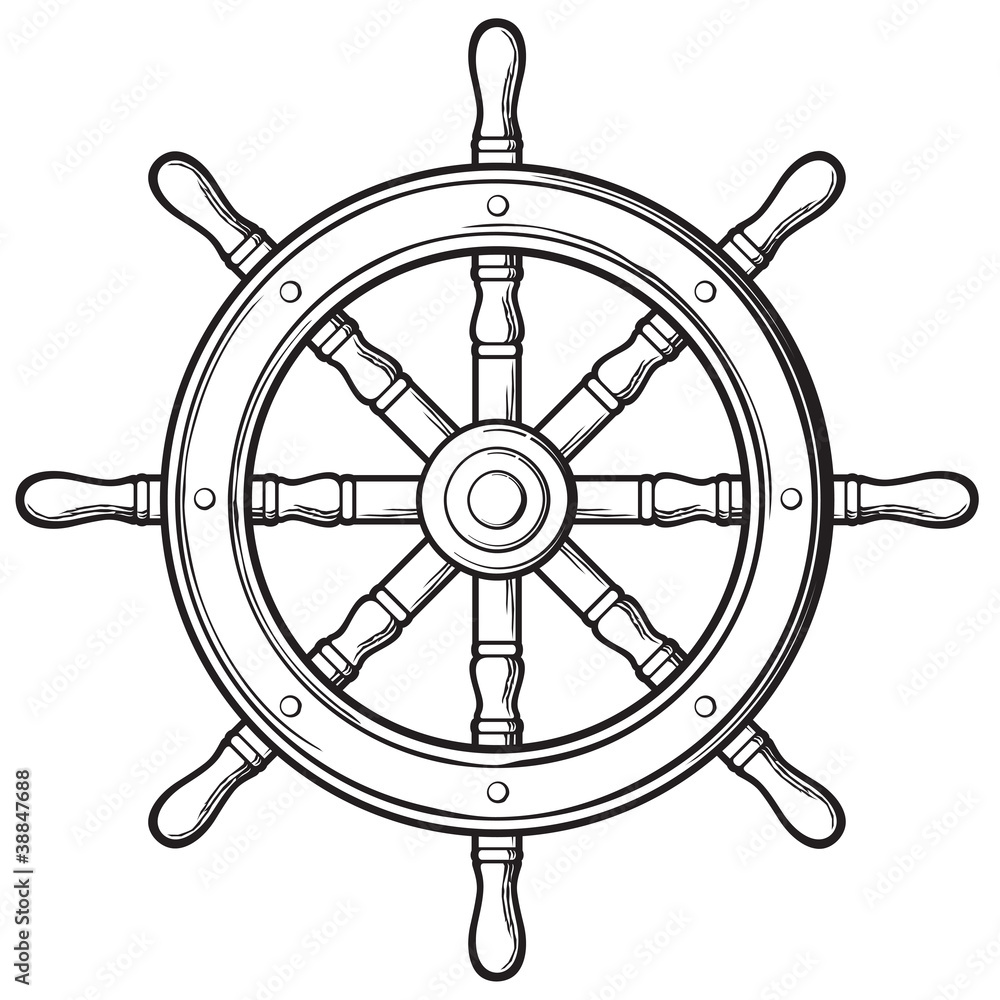 rudder - ship wheel Stock Vector | Adobe Stock