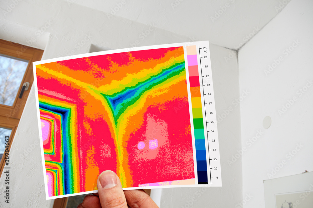 thermal imaging of a cold corner and mold formation Stock Photo | Adobe ...