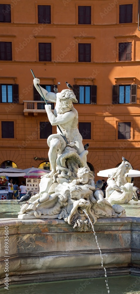 fontaine de Neptune, piazza Navona (Rome Italie) Stock Photo | Adobe Stock
