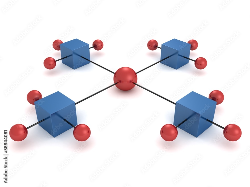 colorful spheres and boxes in an hierarchy organization chart Stock ...