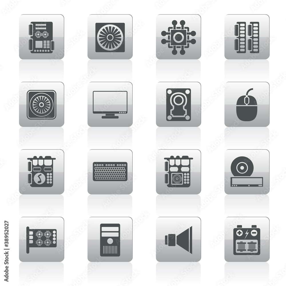 Computer performance and equipment icons Stock Vector | Adobe Stock