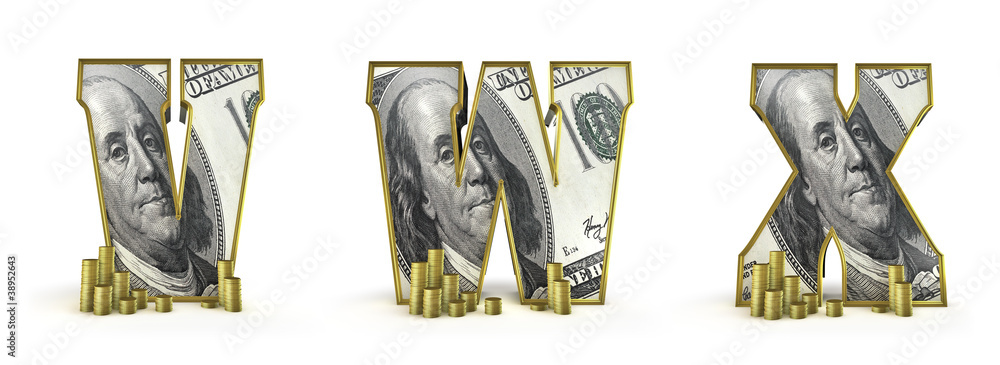 Money alphabet letters V W X Stock Illustration | Adobe Stock