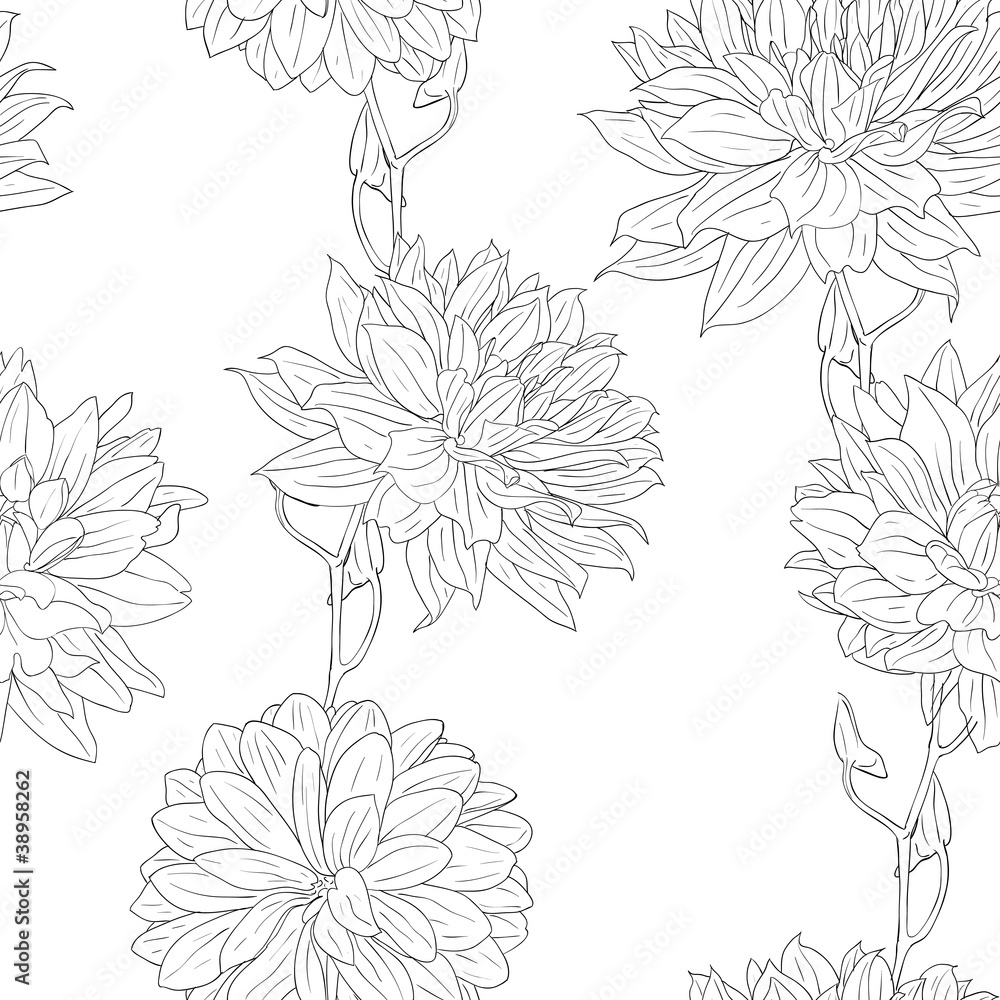 Hand drawn floral wallpaper with set of different flowers. Stock Vector ...