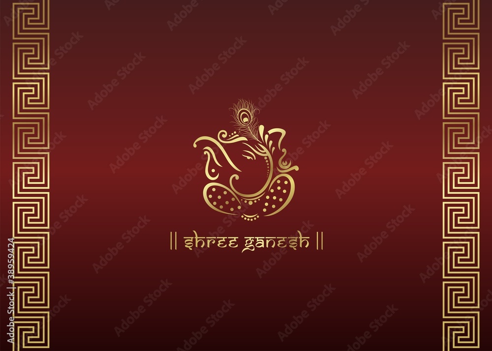 Ganesh, traditional Hindu wedding card design, India Stock Vector ...