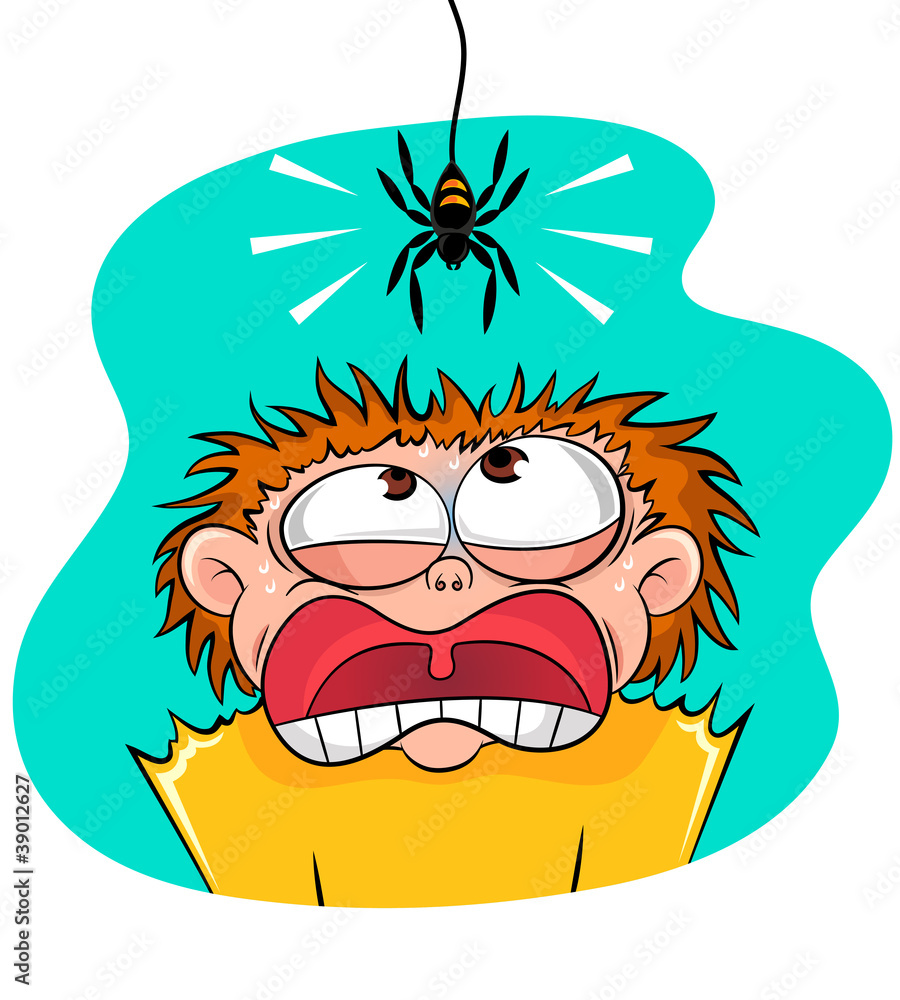 boy scared of spider Stock Vector | Adobe Stock