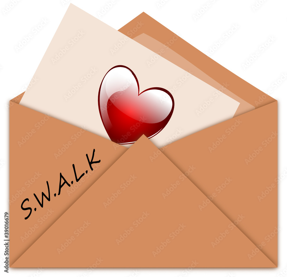 Sealed with a loving kiss heart in an envelope Stock Vector | Adobe Stock