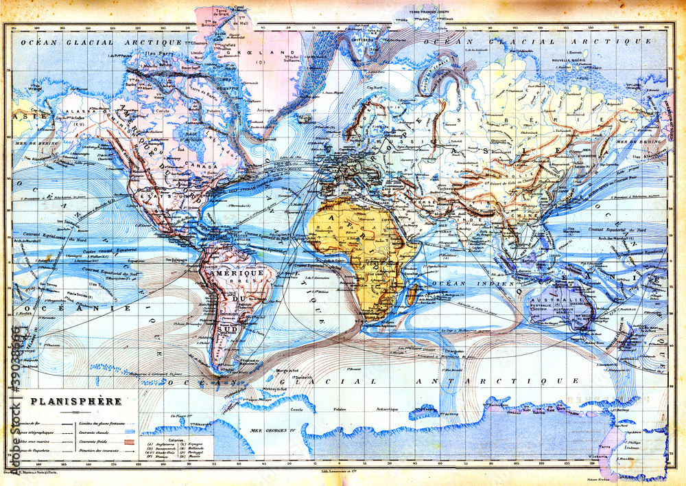 The old map of planisphere Stock Photo | Adobe Stock