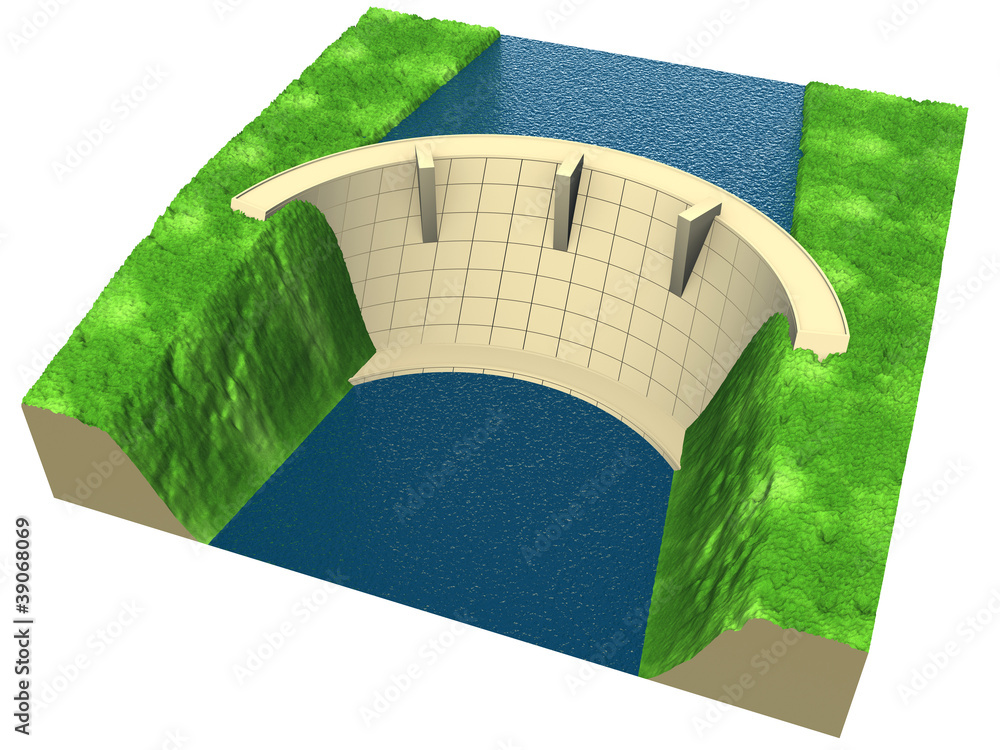 abstract dam in an stylized landscape Stock Illustration | Adobe Stock