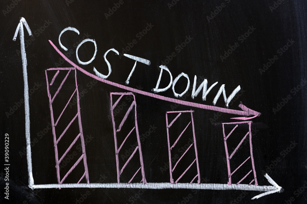 Cost down chart Stock Photo | Adobe Stock