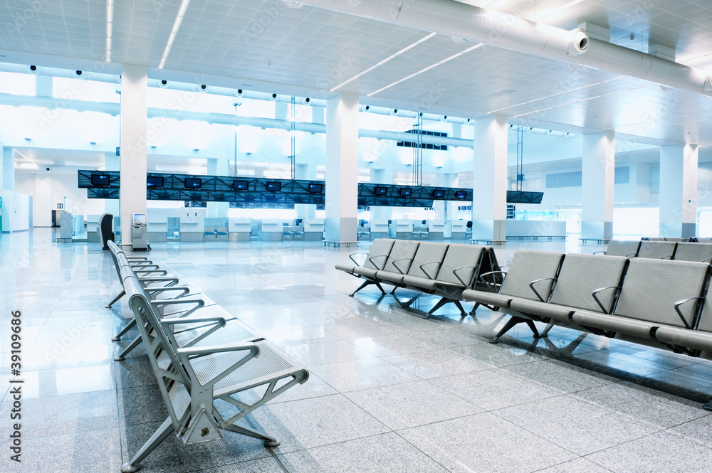 Waiting area in airport terminal Stock Photo | Adobe Stock