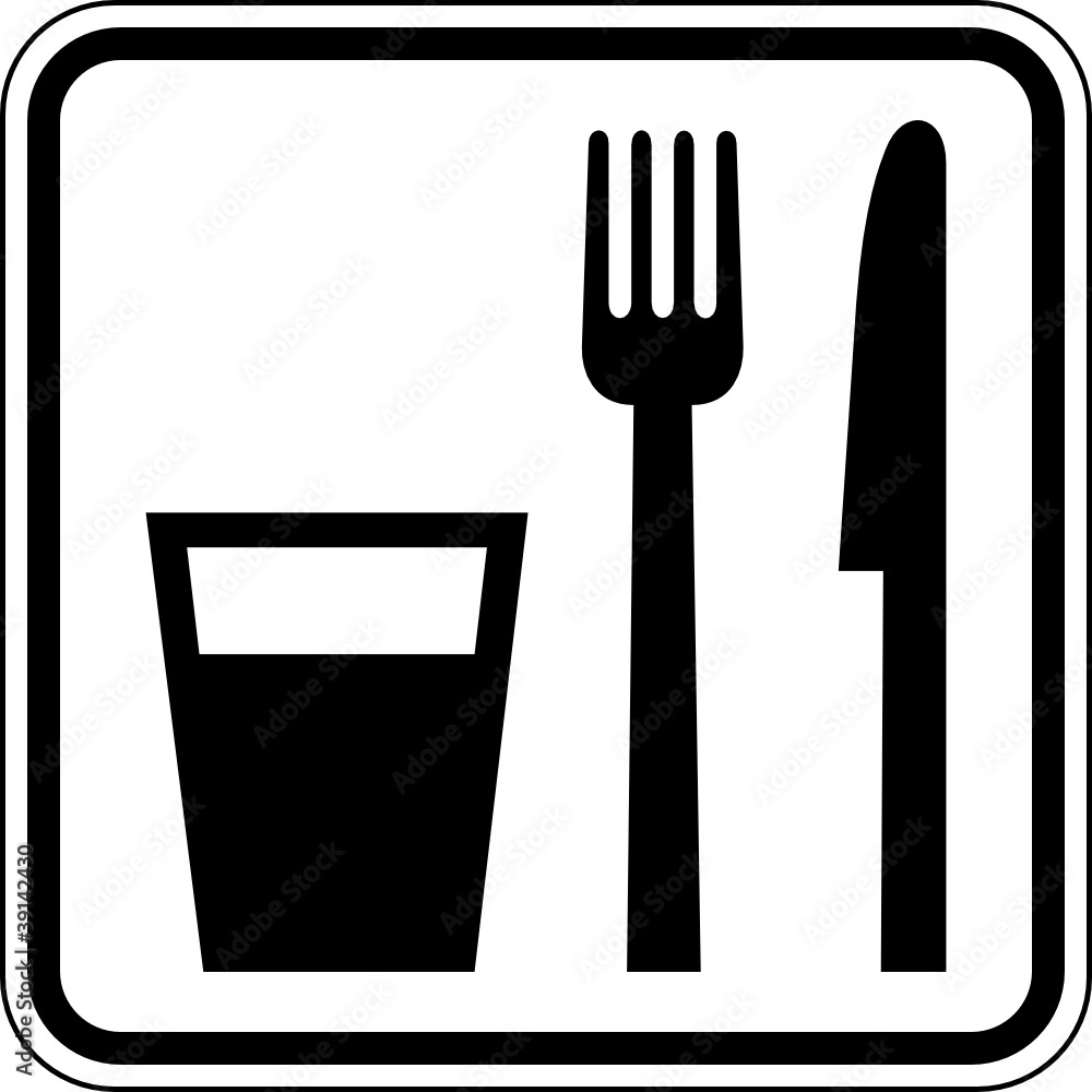 Essen Trinken Gaststätte Raststätte Schild Zeichen Symbol Stock ...