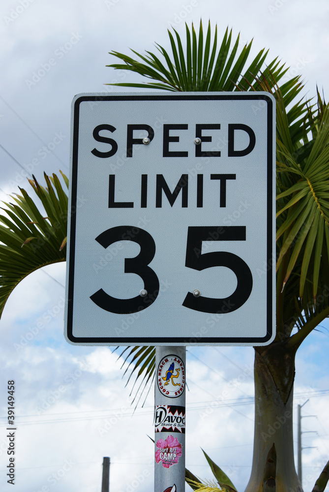 Speed Limit 35 Road Sign