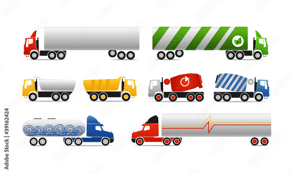 Different types of trucks. Vector collection Stock Vector | Adobe Stock