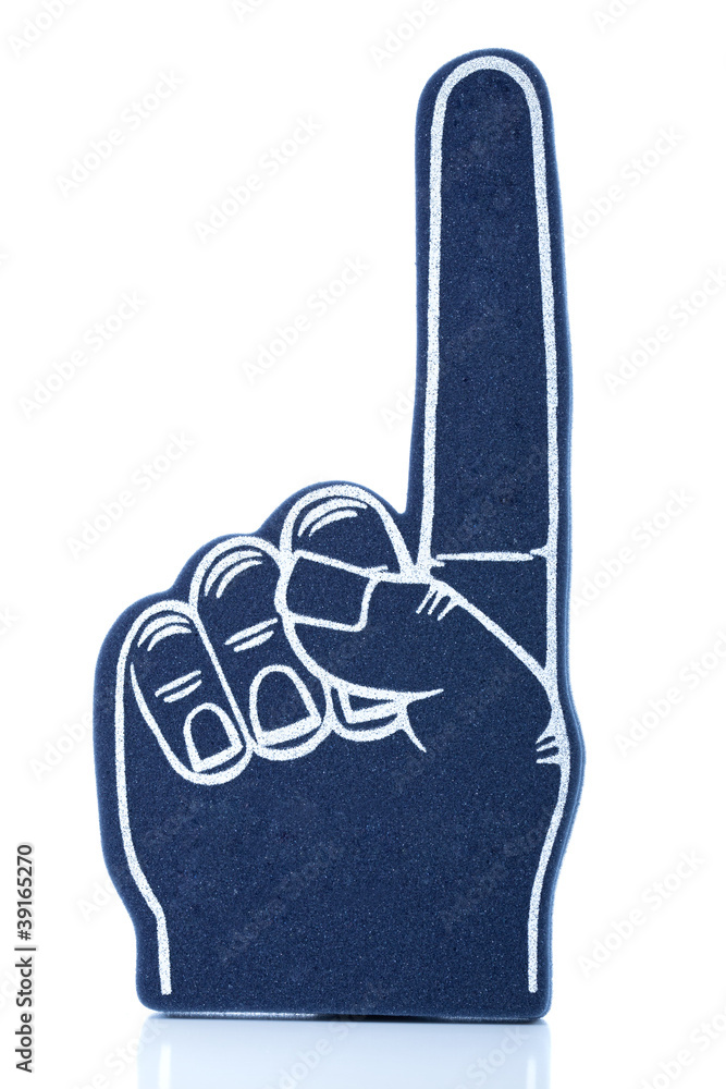 Blue foam finger with first finger pointing up Stock Photo | Adobe Stock