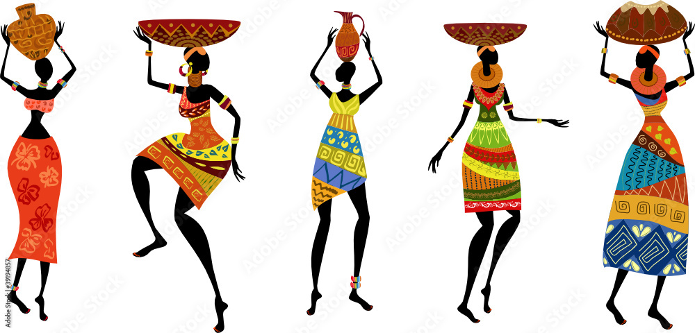 African women in traditional dress Stock Vector | Adobe Stock