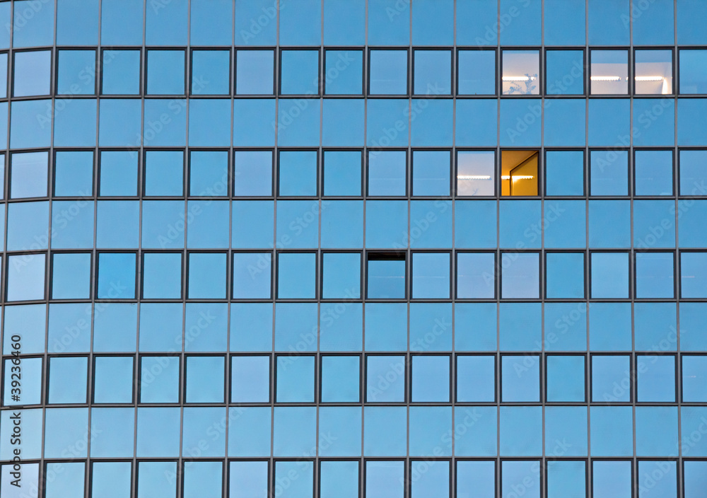 Facade of an office building with one open window Stock-Foto | Adobe Stock