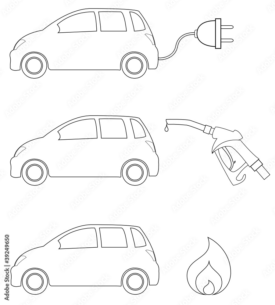 Symbole für verschiedene Kraftstoffarten Stock-Vektorgrafik | Adobe Stock