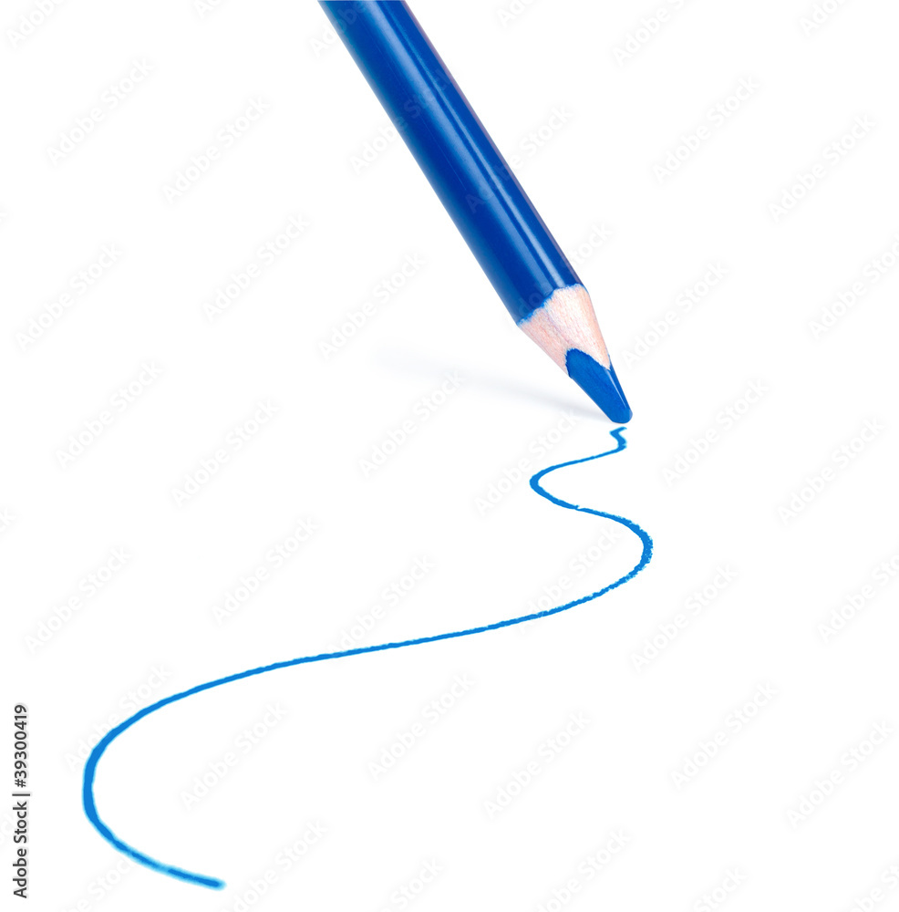 Blue pencil drawing a line Stock Photo | Adobe Stock