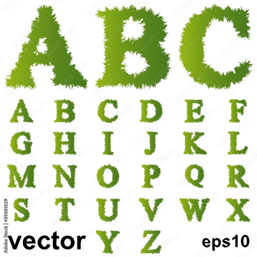 Vector conceptual grass fonts set Stock Vector | Adobe Stock
