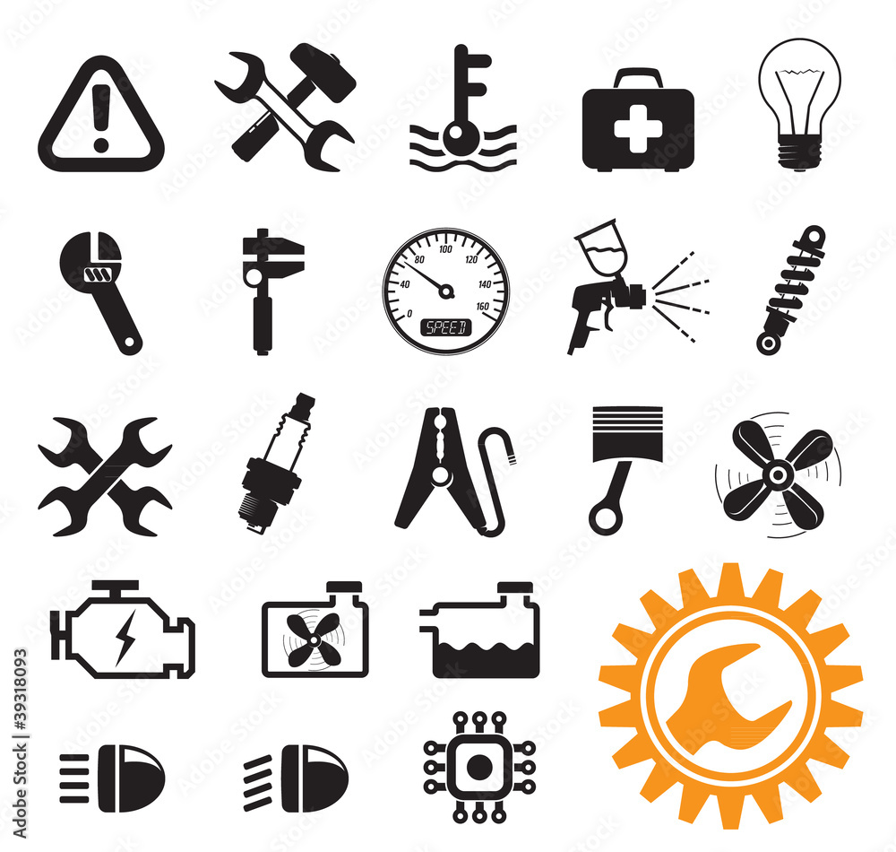 Car mechanic icons Stock Vector | Adobe Stock