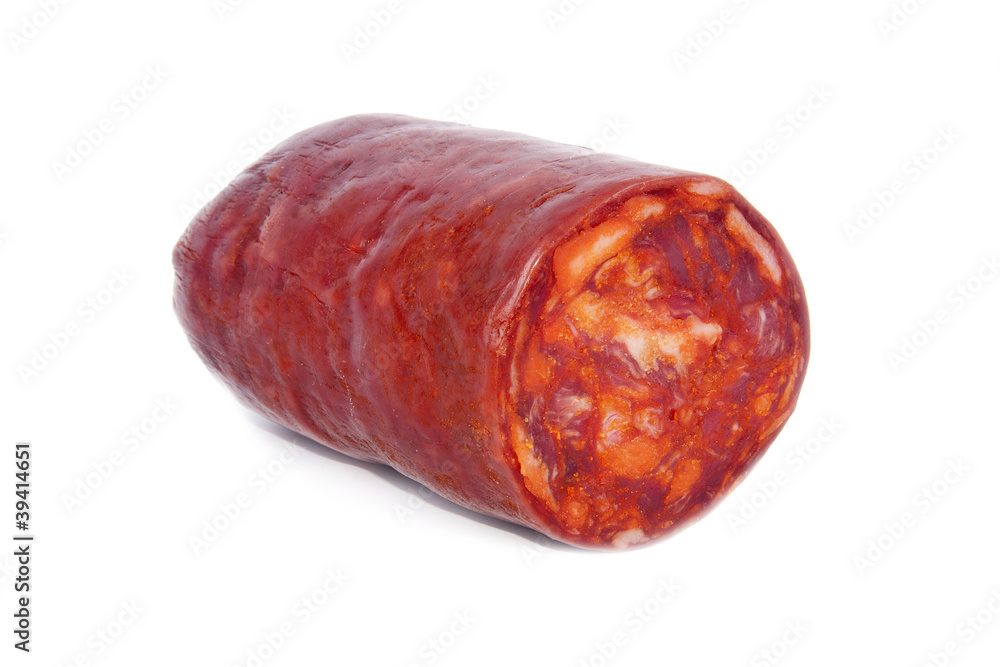 embutido de carne aislado en fondo blanco Stock Photo | Adobe Stock