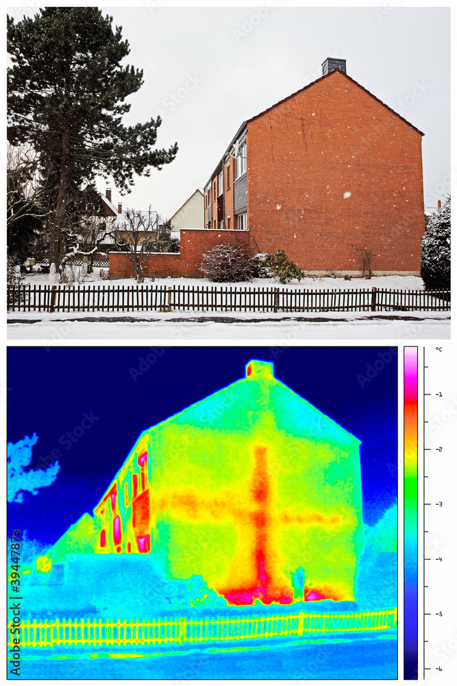 thermal imaging of row houses Stock Photo | Adobe Stock