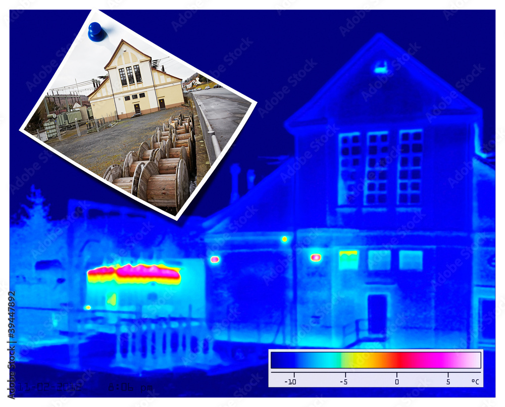thermal imaging of a transformer station Stock Photo | Adobe Stock