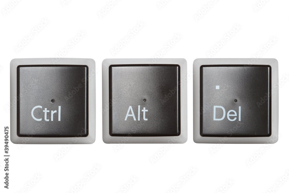 Ctrl, Alt, Del keyboard keys isolated on white Stock Photo | Adobe Stock