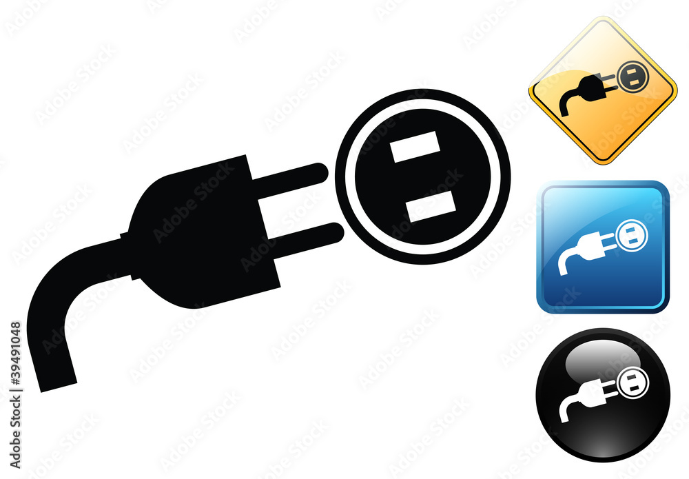 Electrical plug pictogram and signs Stock Vector | Adobe Stock