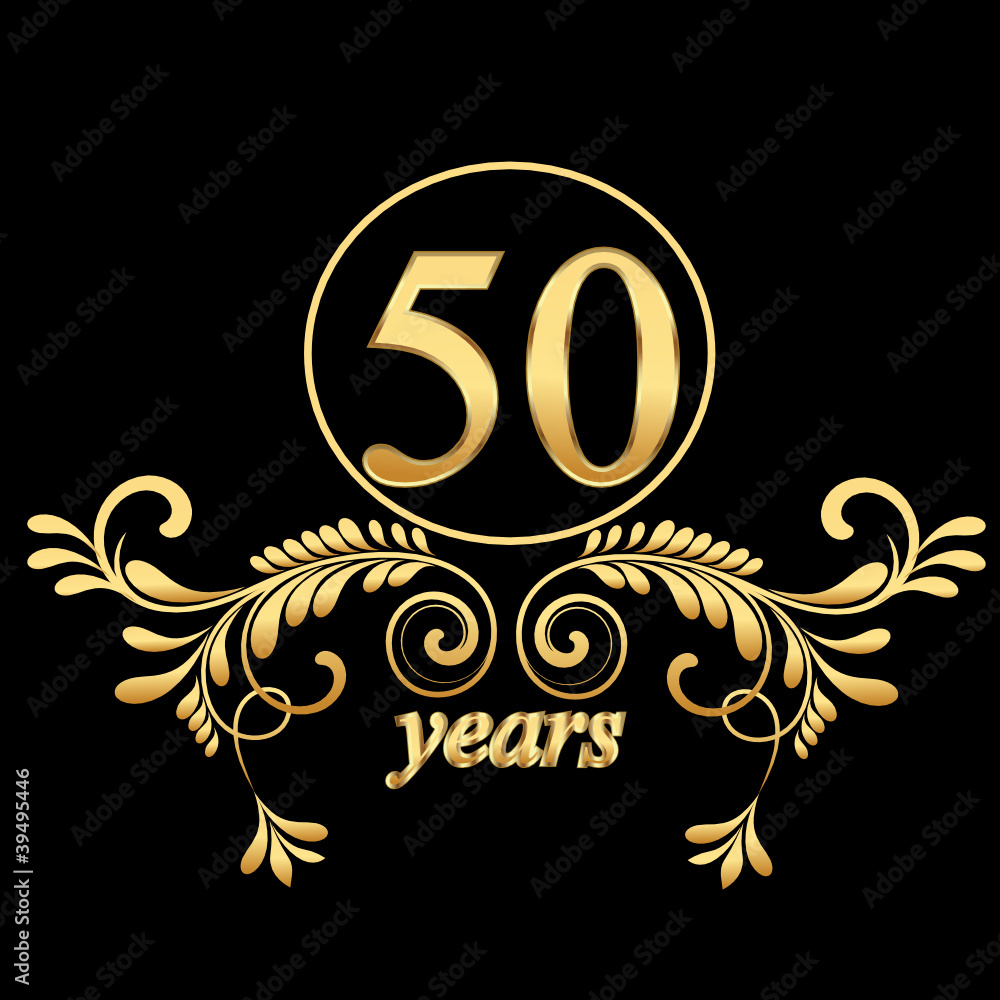 Gold 50 years with ornaments Stock Vector | Adobe Stock