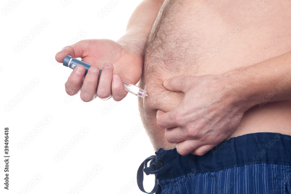 Fat Man Insulin Injection Stock Photo | Adobe Stock