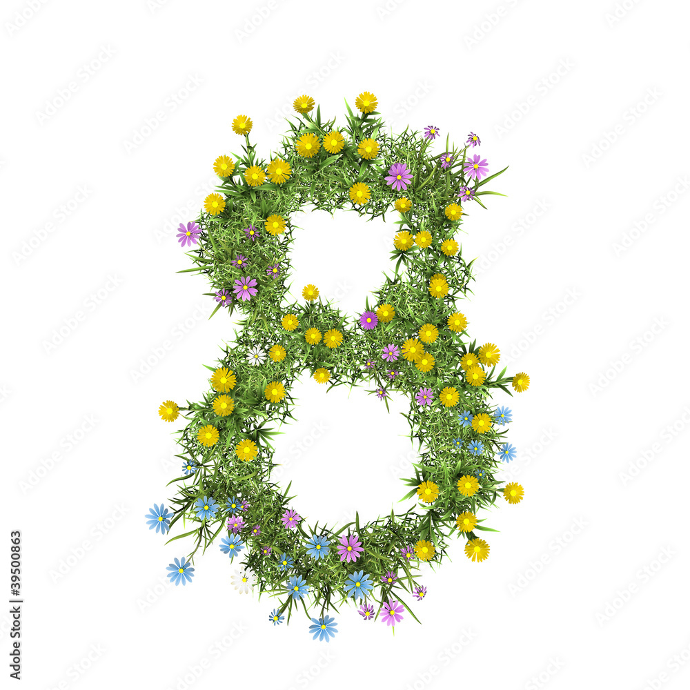 Number 8, flower alphabet isolated on white Stock Illustration | Adobe ...