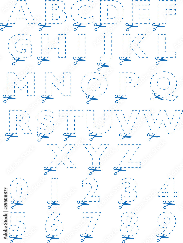 alphabet en pointillés à découper Stock Vector | Adobe Stock