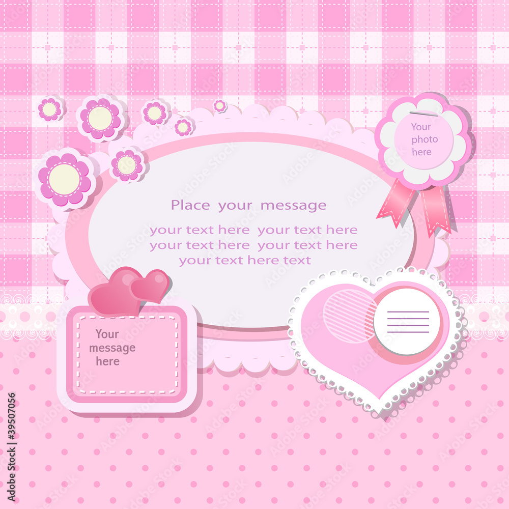 Pink background with scrapbook elements in vintage stile. Stock Vector ...