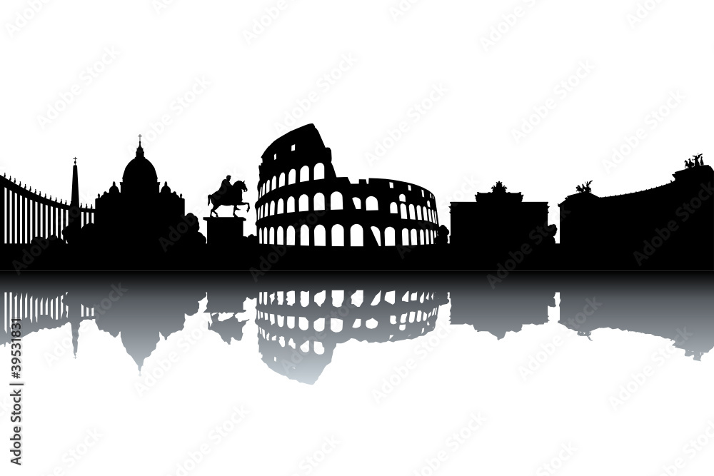 Vetor de Rome skyline - black and white vector illustration do Stock ...