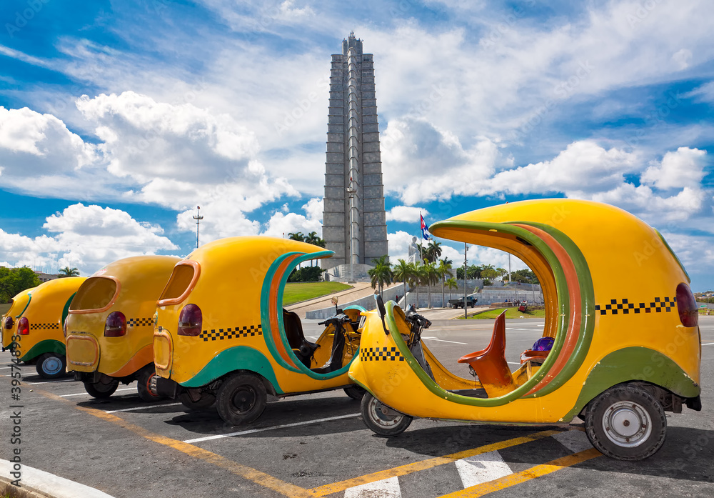 Typical cuban coconut shaped taxis in Havana Stock Photo | Adobe Stock