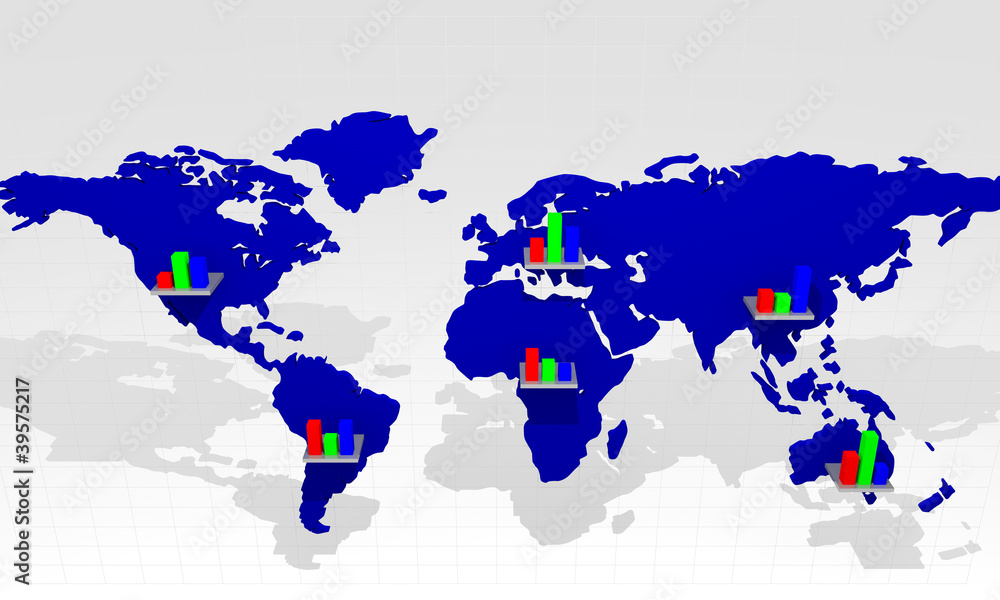 Chart with world map Stock Illustration | Adobe Stock