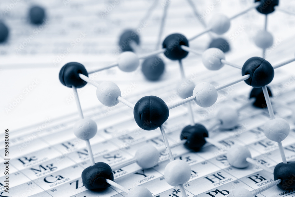Periodic table of chemical elements with molecule Stock Photo | Adobe Stock