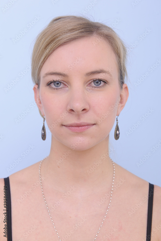 passport portrait of a young woman Stock Photo | Adobe Stock
