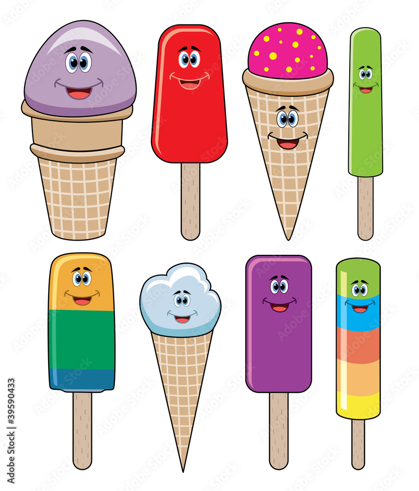 vector set of funny icecream and popsicles Stock Vector | Adobe Stock