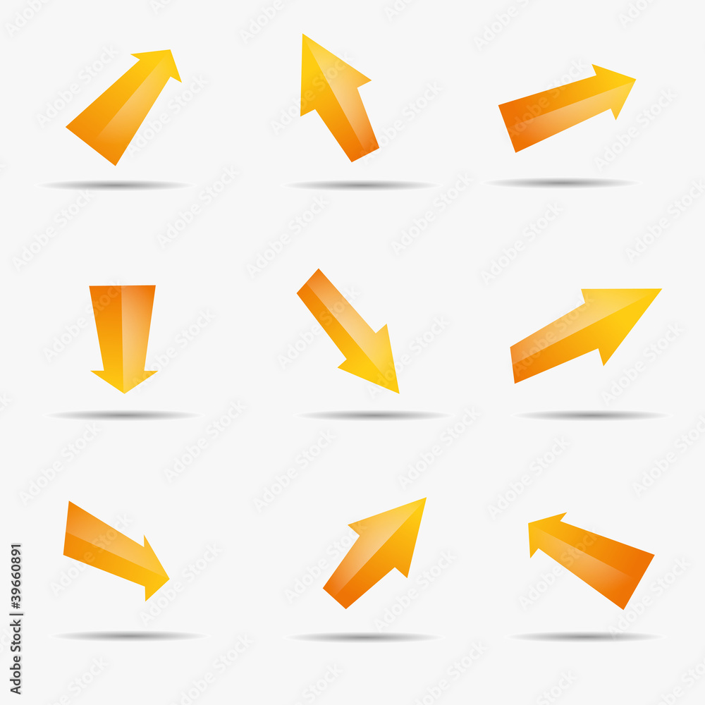 pfeil richtung 3d navigation weg glossy auskunft set icon Stock ...