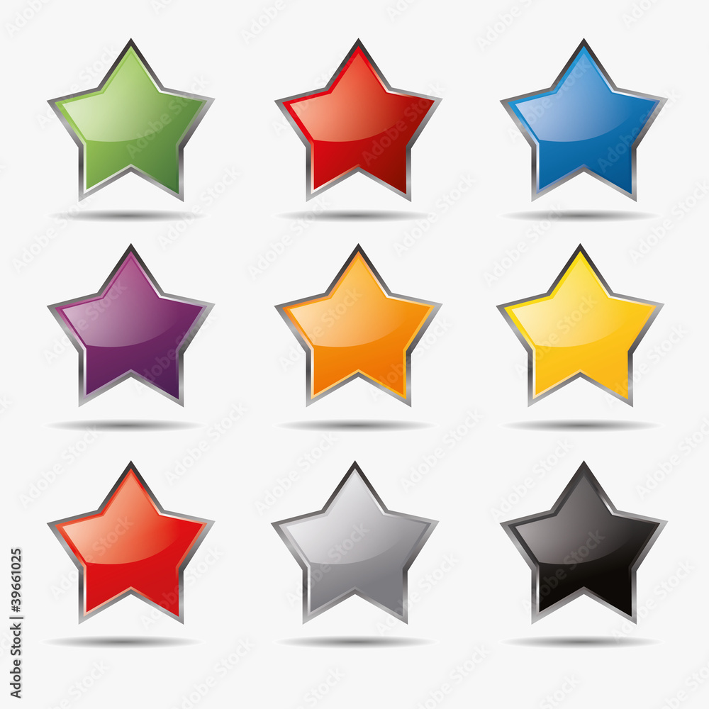 Button set stern sternchen icon farben sternschnuppe aqua shine Stock ...