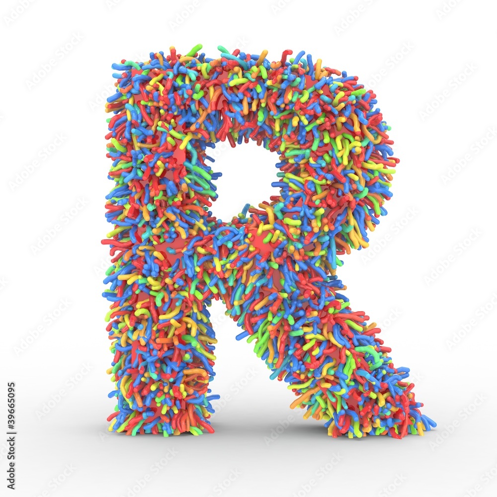 Texteffekt bunte Haare Buchstabe R Stock-Illustration | Adobe Stock